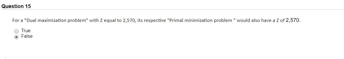 Solved Question 15 For a "Dual maximization problem" with Z | Chegg.com