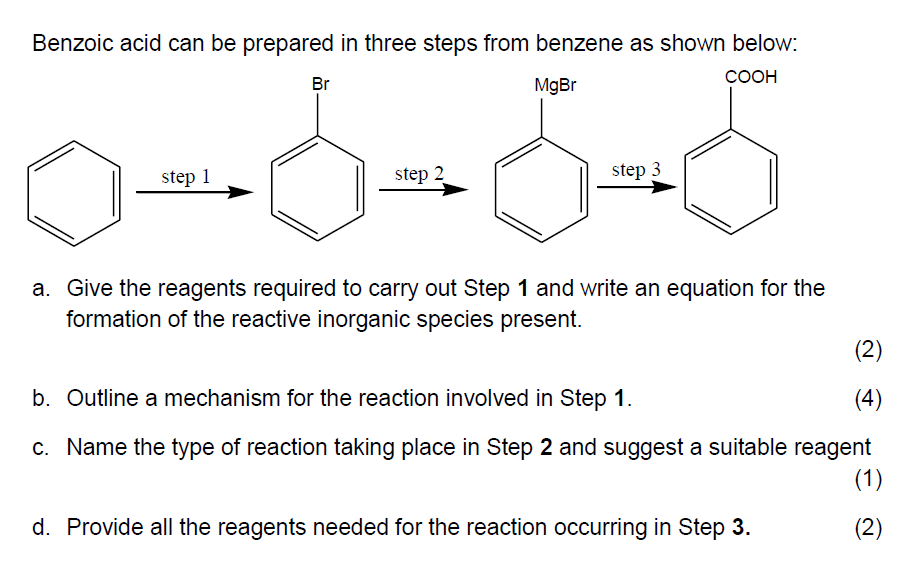Solved Benzoic acid can be prepared in three steps from | Chegg.com