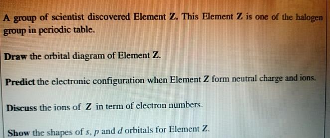 Solved A group of scientist discovered Element Z. This | Chegg.com