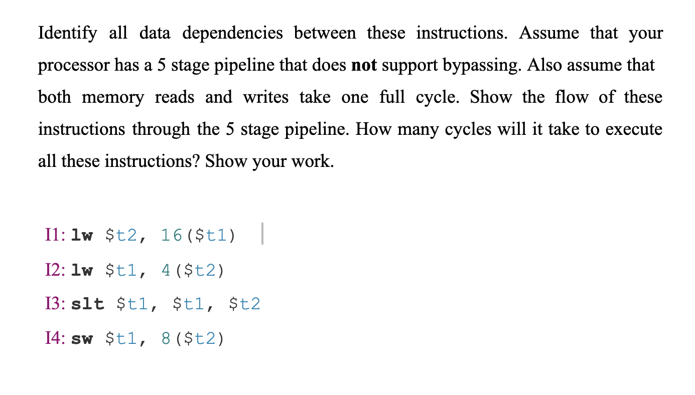 Solved Identify all data dependencies between these | Chegg.com