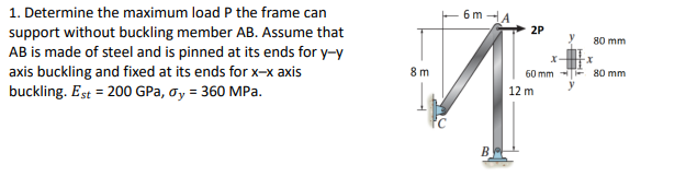 Solved 1. Determine the maximum load P the frame can support | Chegg.com