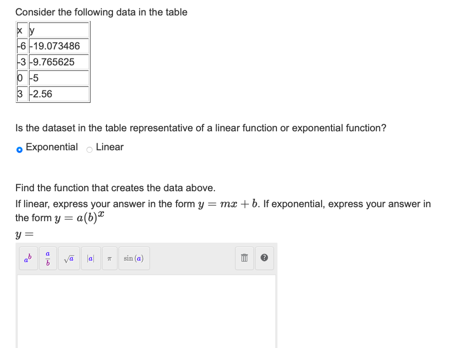 Solved Consider the following data in the table Is the | Chegg.com