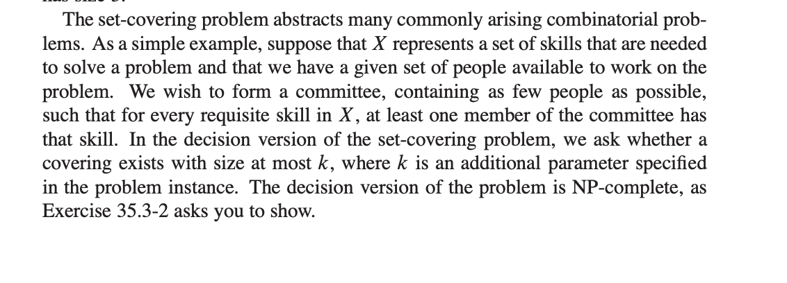 Problem 5 (Set Cover). (This is essentially Exercise | Chegg.com