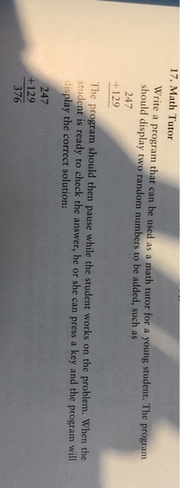 Solved 17. Math Tutor Write a program that can be used as a | Chegg.com