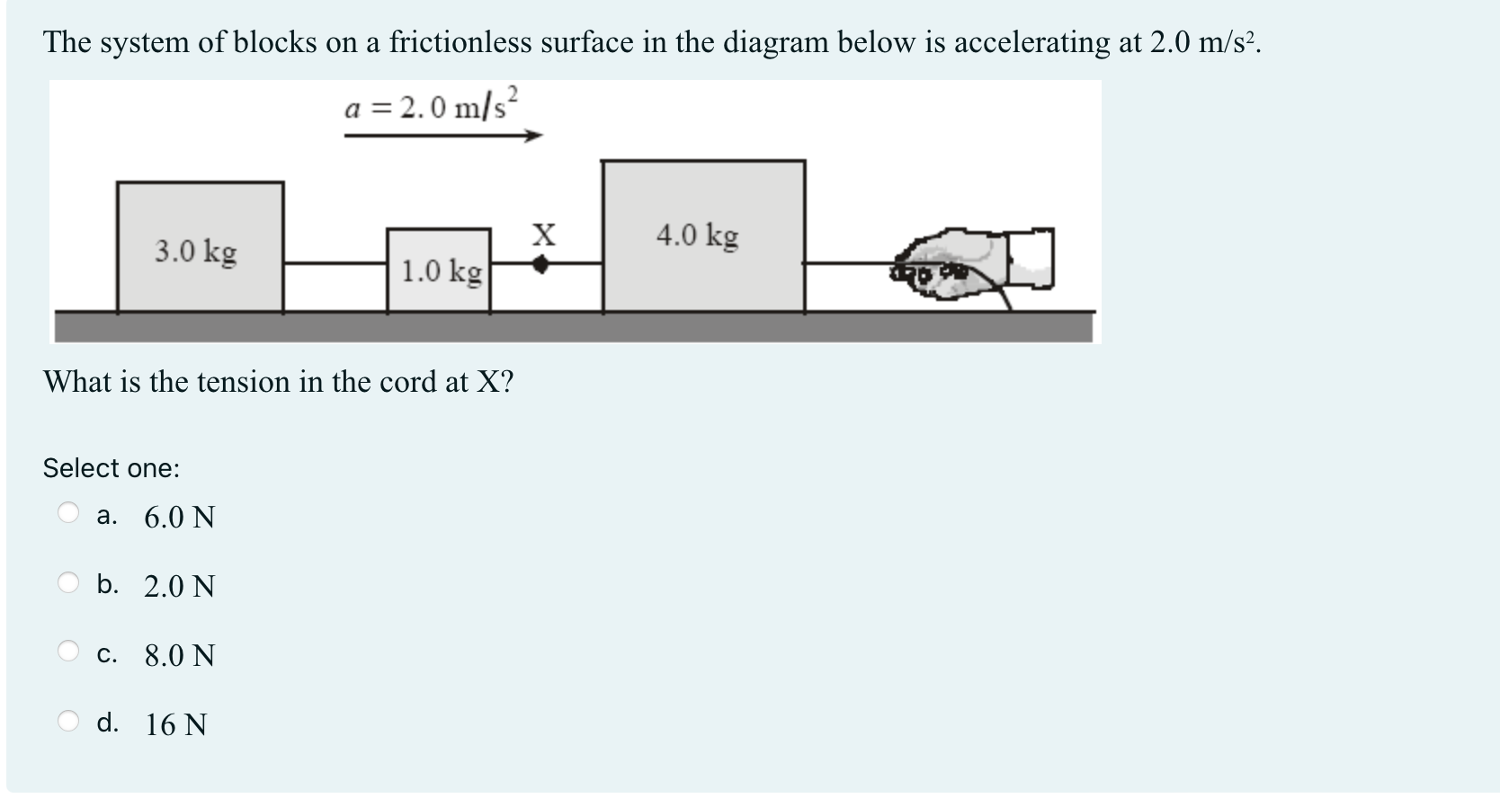 Solved The system of blocks on a frictionless surface in the | Chegg.com