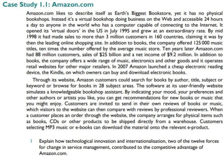 Solved Case Study 1.1: Amazon.com Amazon.com likes to | Chegg.com