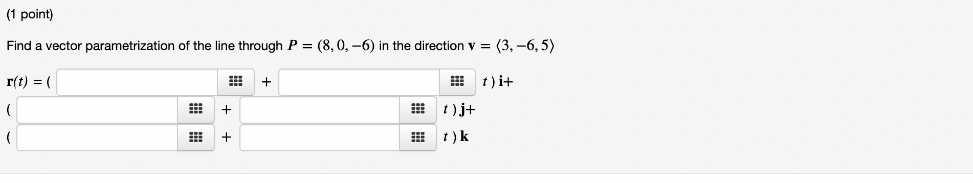 Solved (1 point) Find a vector parametrization of the line | Chegg.com