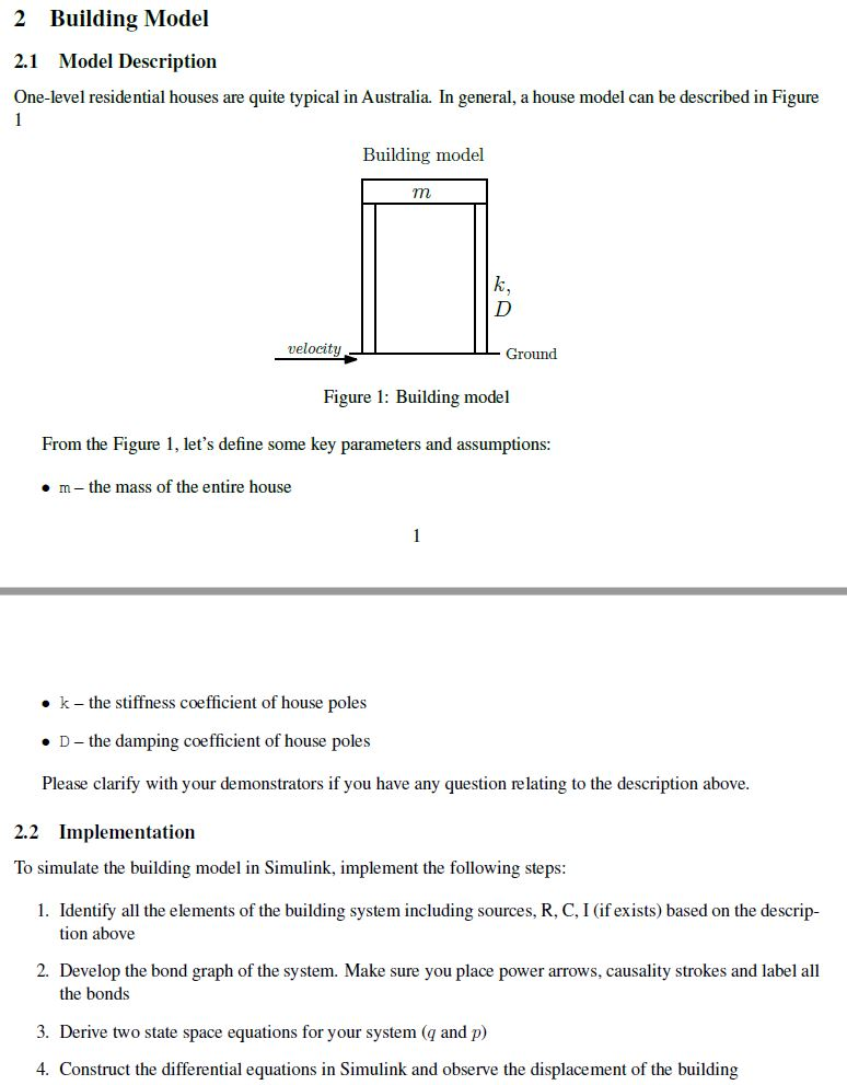 Solved 2 Building Model 2.1 Model Description One-level | Chegg.com