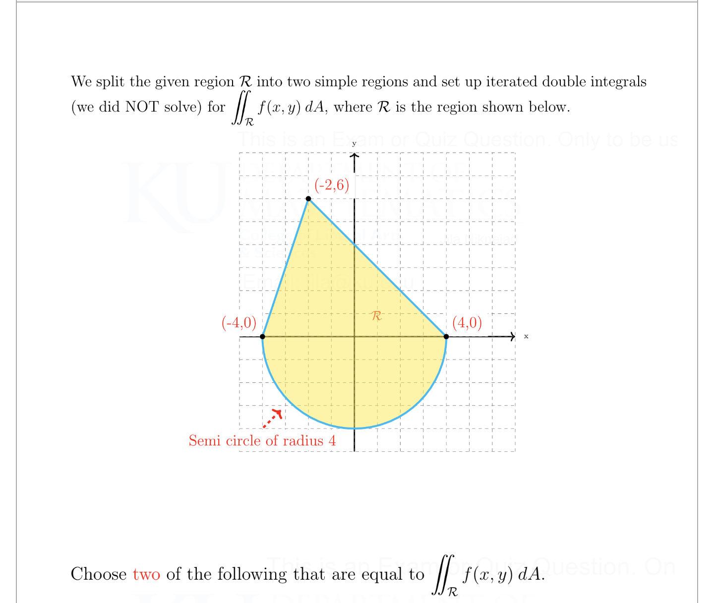 Solved We ﻿split the given region R ﻿into two simple regions | Chegg.com