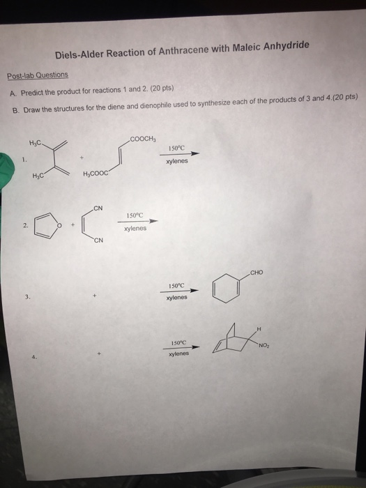 Solved Diels-Alder Reaction of Anthracene with Maleic | Chegg.com