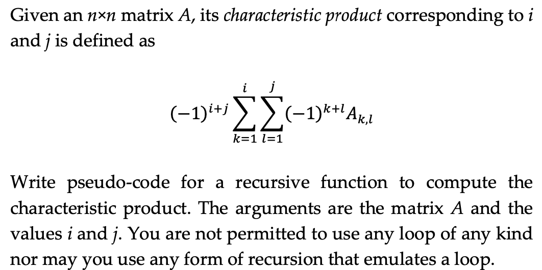 Solved Given an nxn matrix A, its characteristic product | Chegg.com