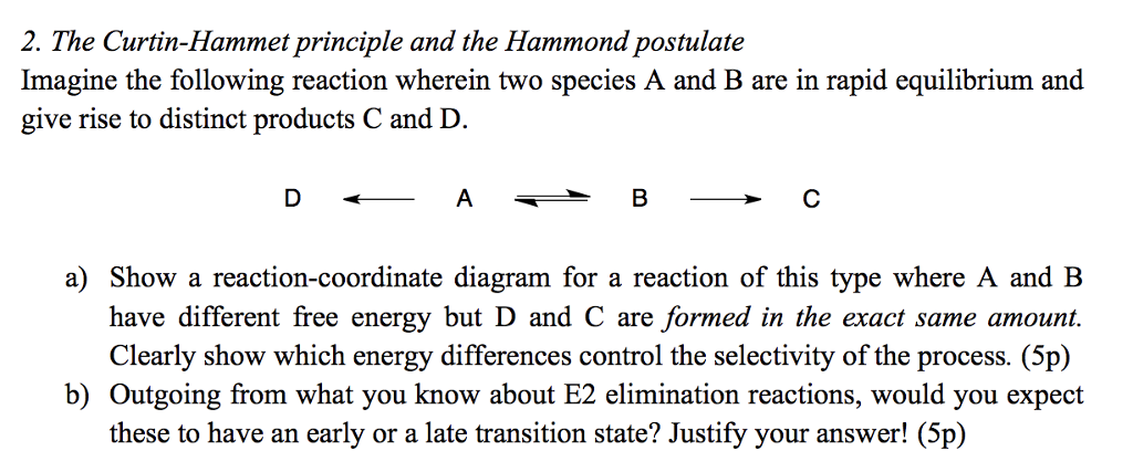 Solved 2. The Curtin-Hammet principle and the Hammond | Chegg.com