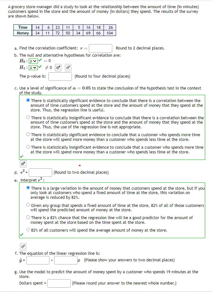 Solved A grocery store manager did a study to look at the | Chegg.com