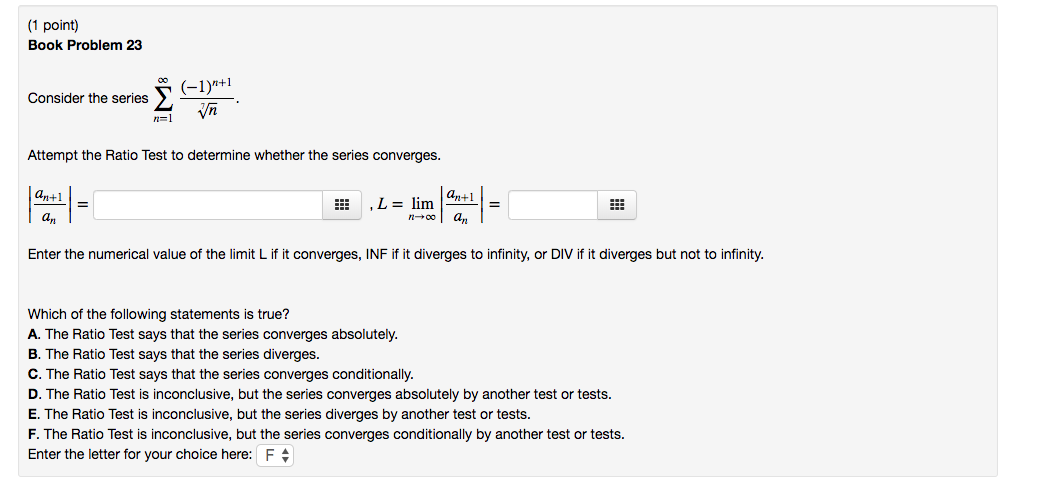 Solved (1 point) Book Problem 23 Consider the series n=1 M8 | Chegg.com
