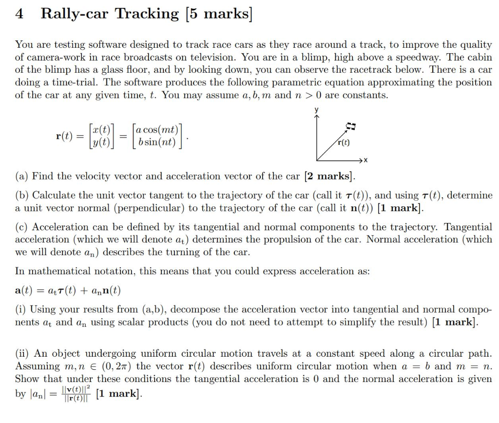 Solved 4 Rally-car Tracking [5 marks] You are testing | Chegg.com