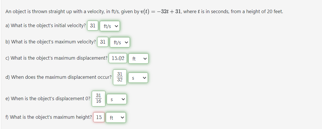 Solved An object is thrown straight up with a velocity, in | Chegg.com