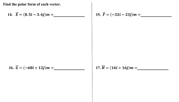 Solved Find the polar form of each vector. 14. | Chegg.com
