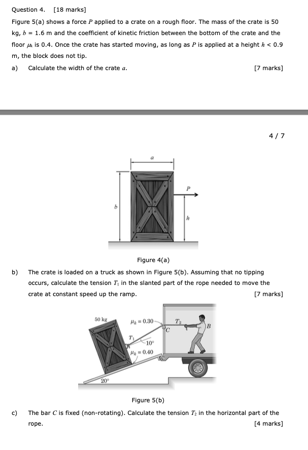 Solved Figure 5(a) shows a force P applied to a crate on a | Chegg.com