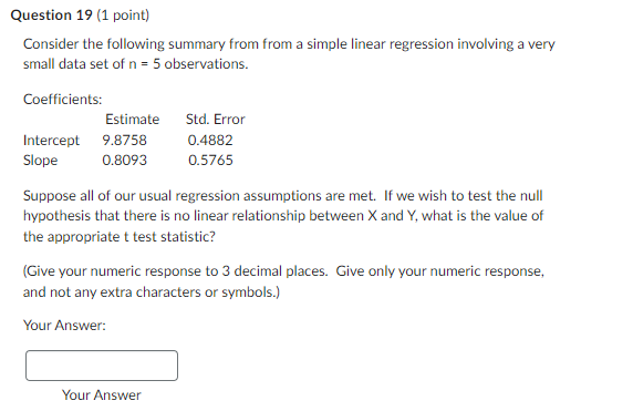 Solved Consider the following summary from from a simple | Chegg.com