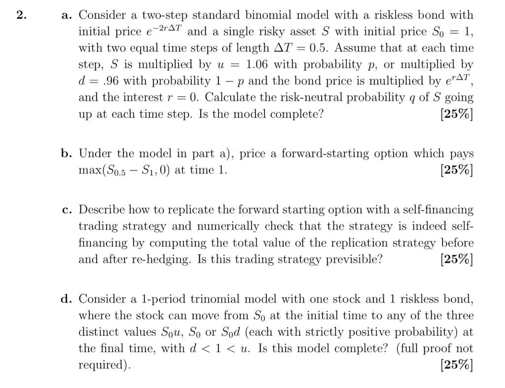[solved] A Consider A Two Step Standard Binomial Model W