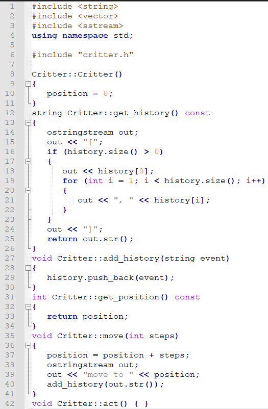Solved A ForgetfulCritter can't remember its history. | Chegg.com