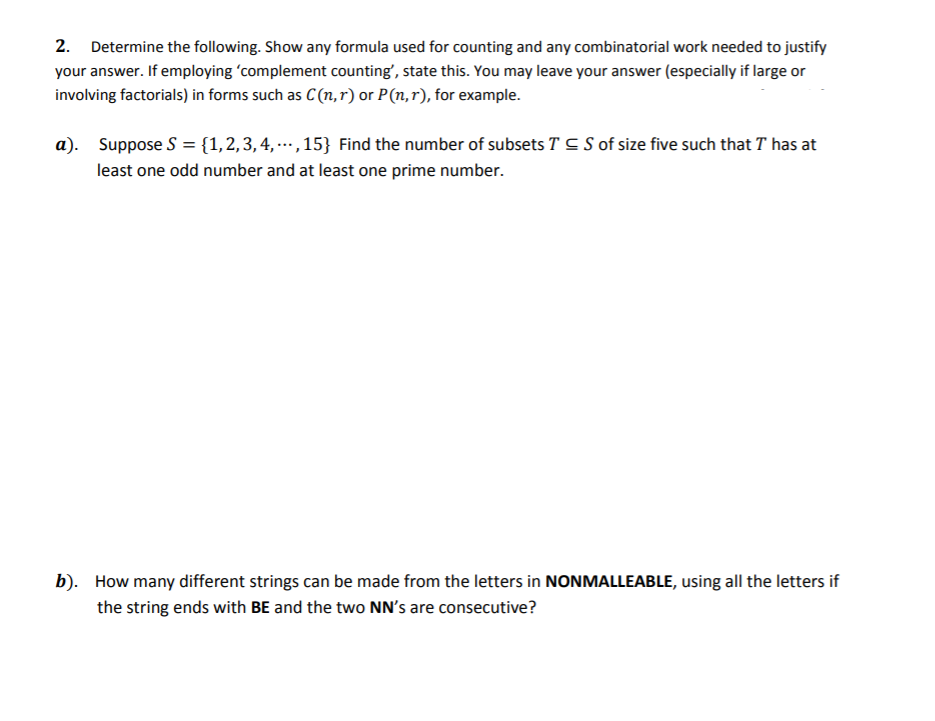 Solved 2. Determine the following. Show any formula used for | Chegg.com