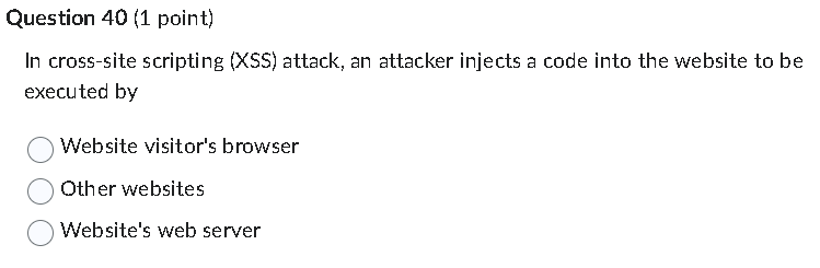 Solved In cross-site scripting (XSS) attack, an attacker | Chegg.com