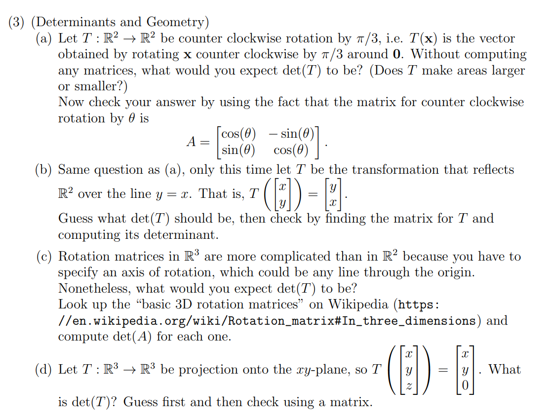 Solved Determinants and Geometry) (a) Let T : R2 + R2 be | Chegg.com