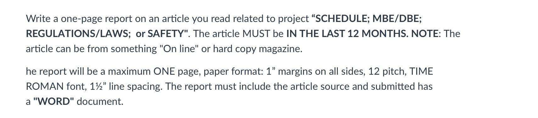 Solved Write a one-page report on an article you read | Chegg.com