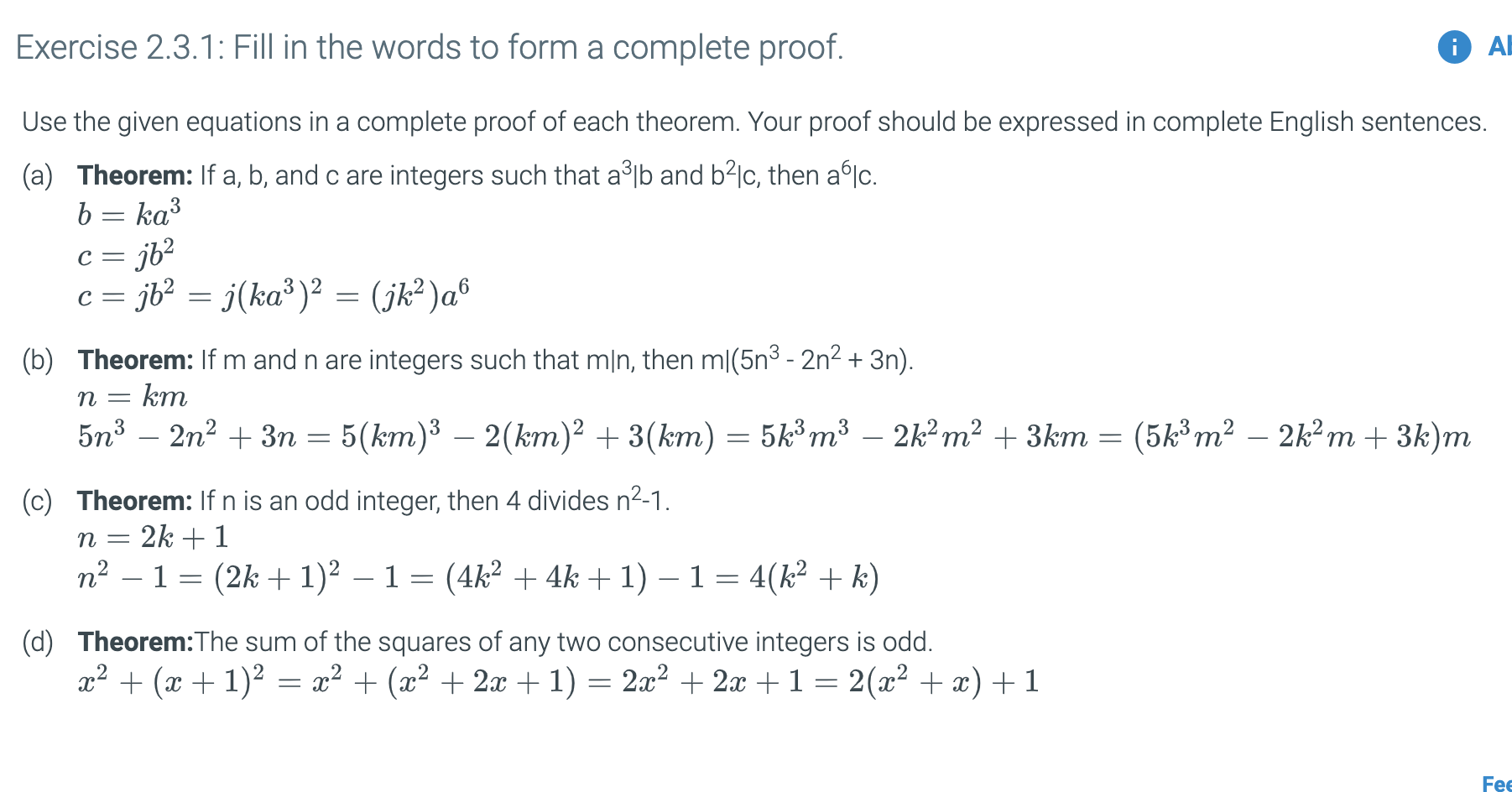 Solved Exercise 2.3.1: Fill in the words to form a complete | Chegg.com