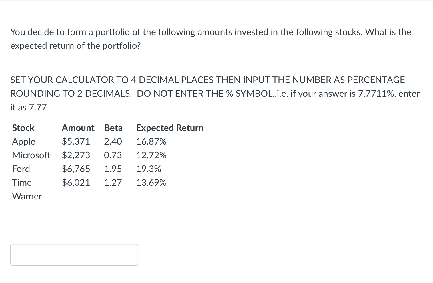 solved-you-decide-to-form-a-portfolio-of-the-following-chegg