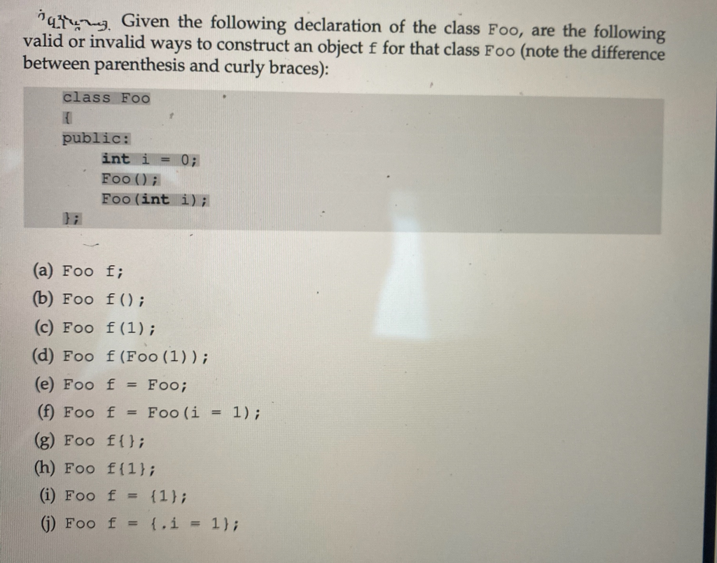 Solved q14.2. Given the following declaration of the class | Chegg.com