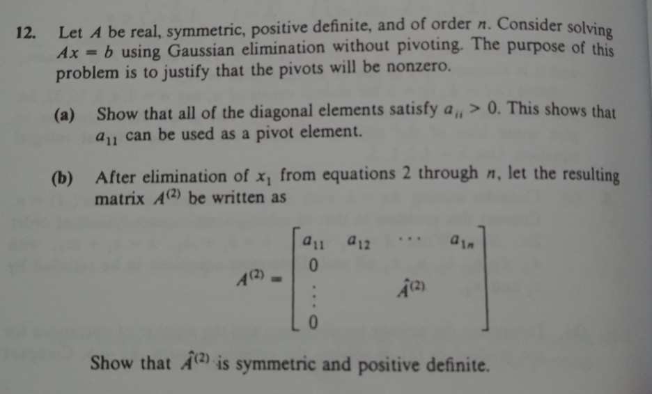 Solved Let A be real, symmetric, positive definite, and of | Chegg.com