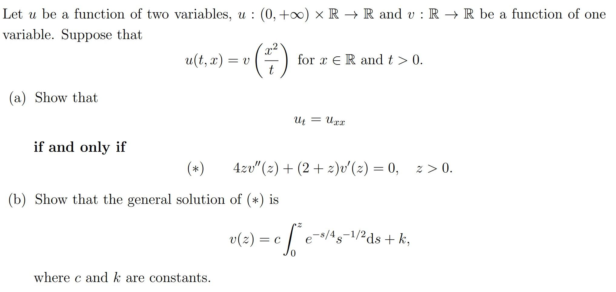 Solved Let u be a function of two variables, u:(0,+∞)×R→R | Chegg.com
