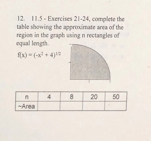 Solved 11.5 - ﻿Exercises 21-24, ﻿complete thetable showing | Chegg.com