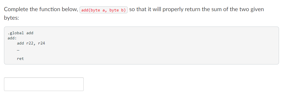 Solved Complete the function below, add(byte a, byte b) so | Chegg.com