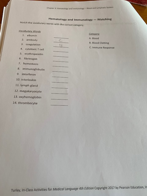 Solved: Chapter &Hematology And Immunology-Blood And Lymph... | Chegg.com