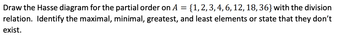 Solved Draw the Hasse diagram for the partial order on A = | Chegg.com