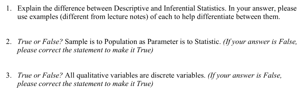 Solved 1. Explain the difference between Descriptive and | Chegg.com