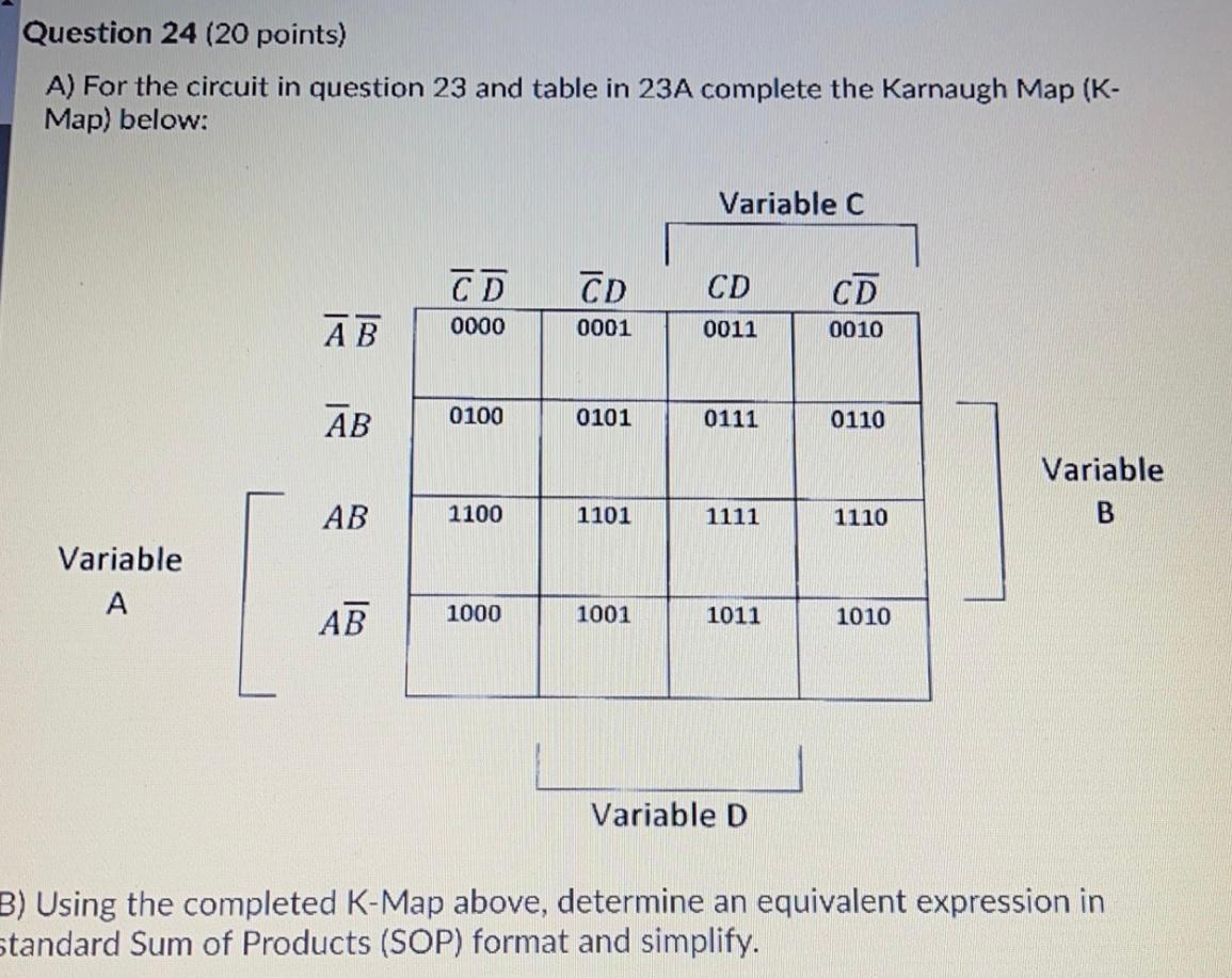 Question 24 (20 points) A) For the circuit in | Chegg.com