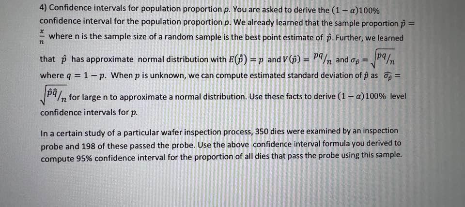 Solved 4) Confidence intervals for population proportion p. | Chegg.com