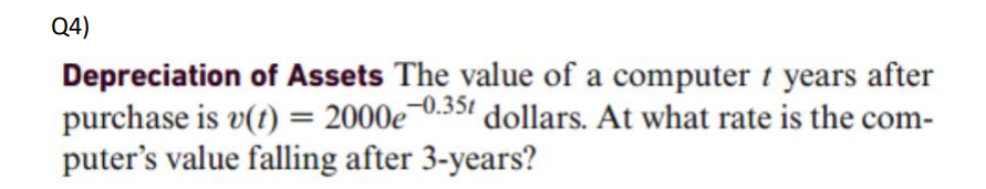 Solved Depreciation of Assets The value of a computer t | Chegg.com