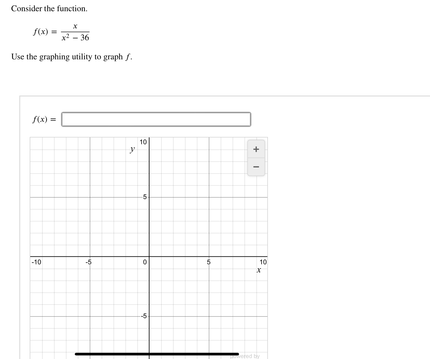 Solved Consider the function. f(x)=x2−36x Use the graphing | Chegg.com
