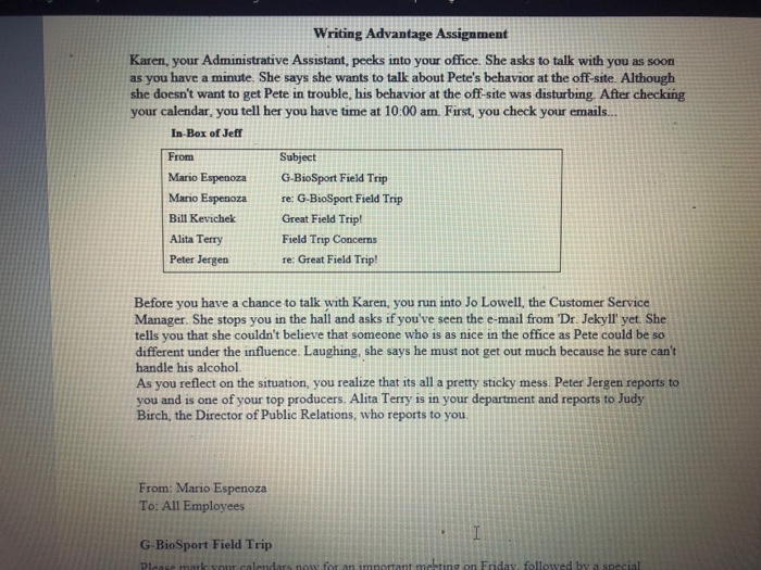 Solved Write a 1-2 document to Alita Terry, Peter Jergen, or | Chegg.com