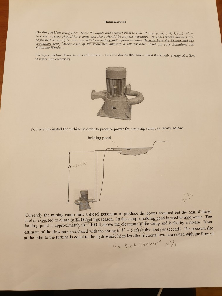 Solved Homework #1 Do this problem using EES Enter the | Chegg.com