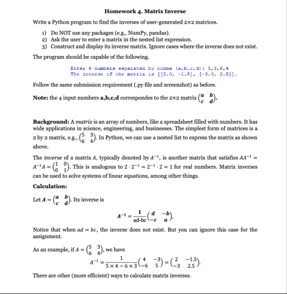 Solved 1) Do NOT use any packages (e.g., NumPy, pandas). 2) | Chegg.com
