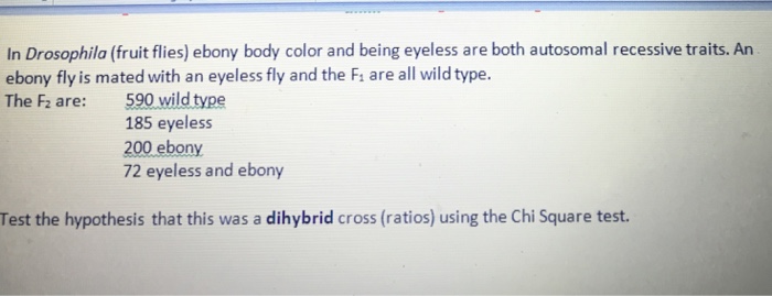 Solved In Drosophila (fruit flies) ebony body color and | Chegg.com