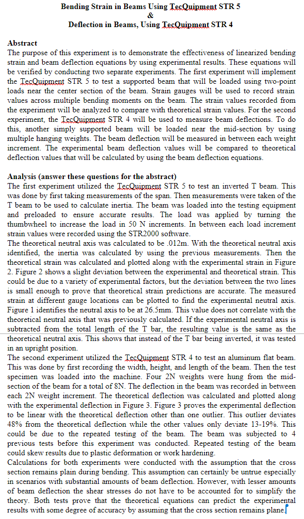 Solved Bending Strain in Beams Using TecQuipment STR 5 & | Chegg.com