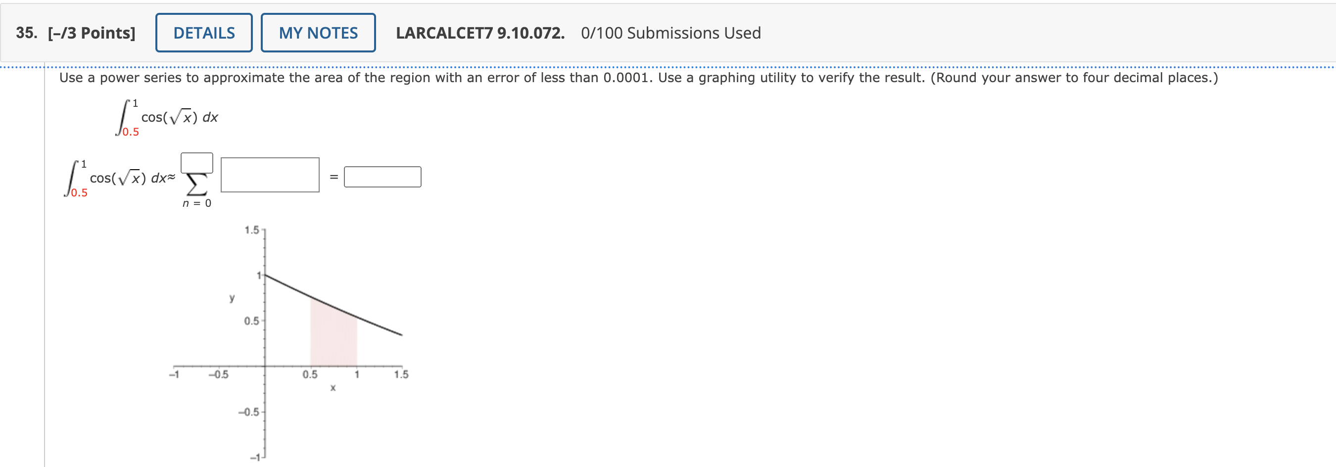 Solved Use a power series to approximate the area of the | Chegg.com