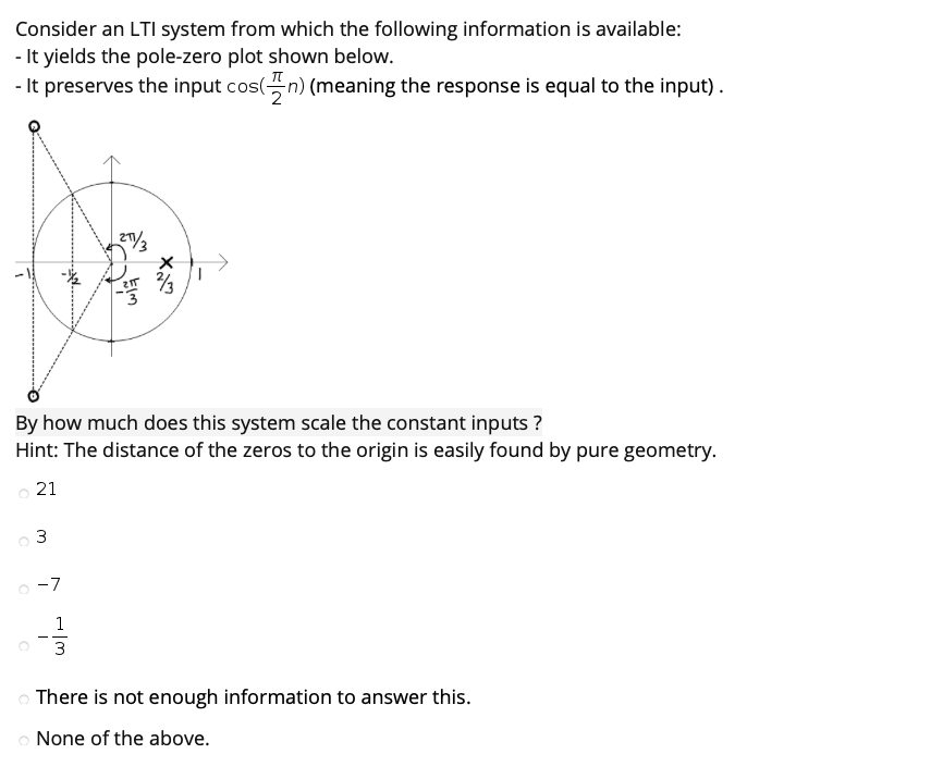 Solved Consider an LTI system from which the following | Chegg.com